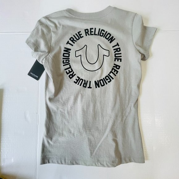 True Religion | Tops | Nwt True Religion Small Gray And Back Front Logo ...
